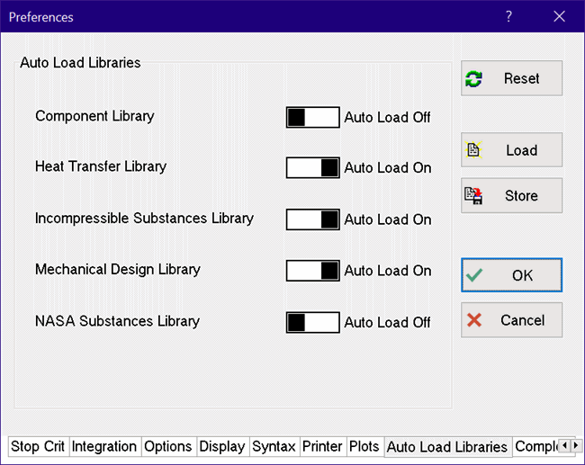 Auto Load Libraries Tab (Preferences dialog)